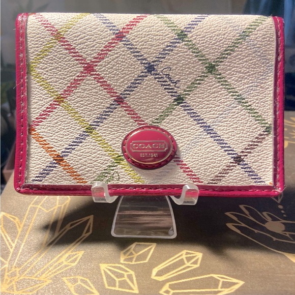 Coach | Bags | Coach Plaid Pink Trim Wallet | Poshmark